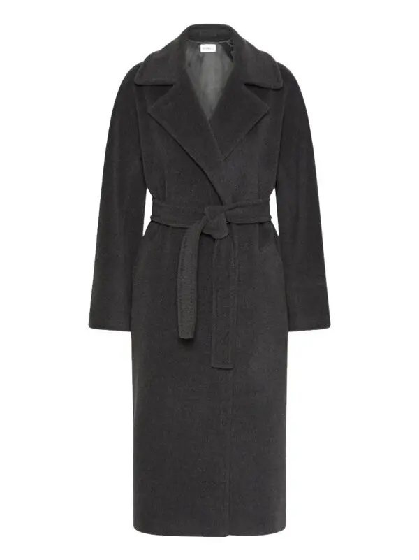 Marella Double-breasted Beaver Cloth Coat - Melange Grey