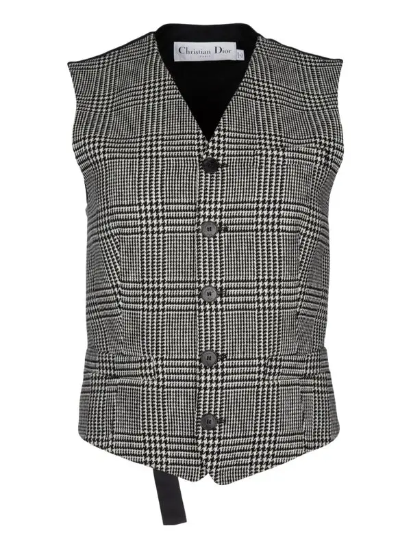 Dior Plaid V-neck Gilet - Black