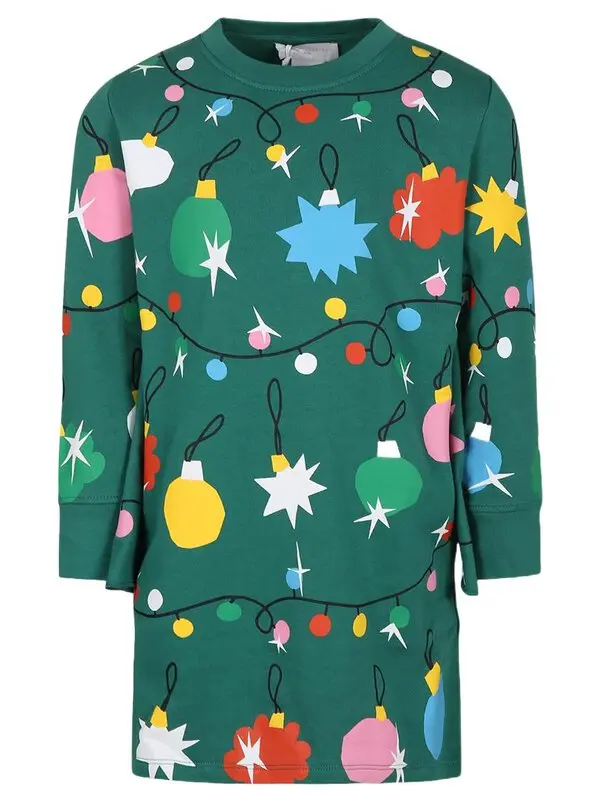 Stella McCartney Long-sleeved Dress With Christmas Print - Green