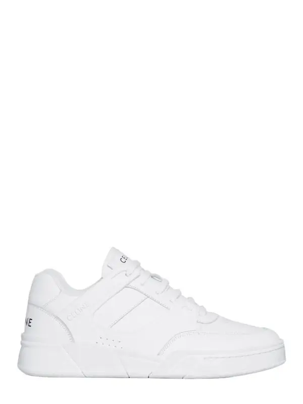 Celine Ct-07 Low Lace-up Sneakers In Calfskin - Optical White