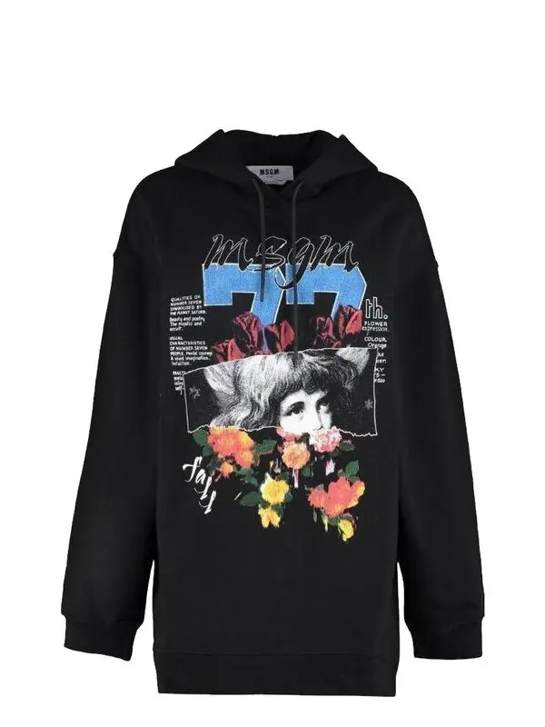 MSGM Graphic Print Hoodie - Black