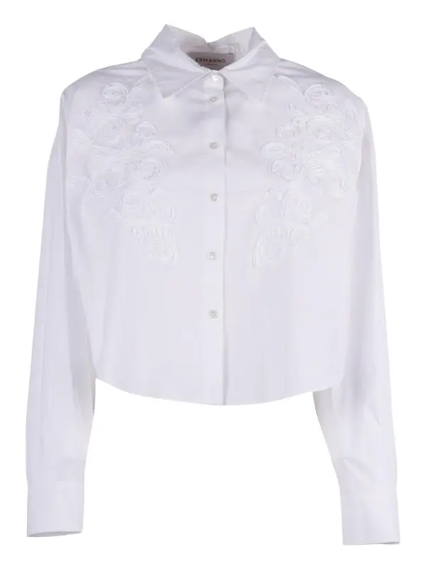 Ermanno Scervino Embroidered Pleated Shirt - White