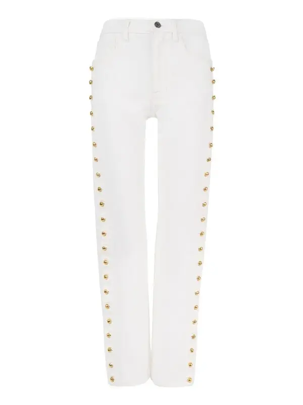 Chloé Embellished Cropped Jeans - Eden White
