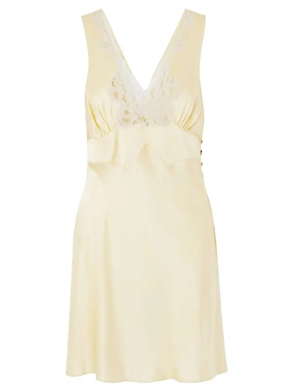 Chloé Sleeveless V-neck Lace Trimmed Dress - Light Yellow