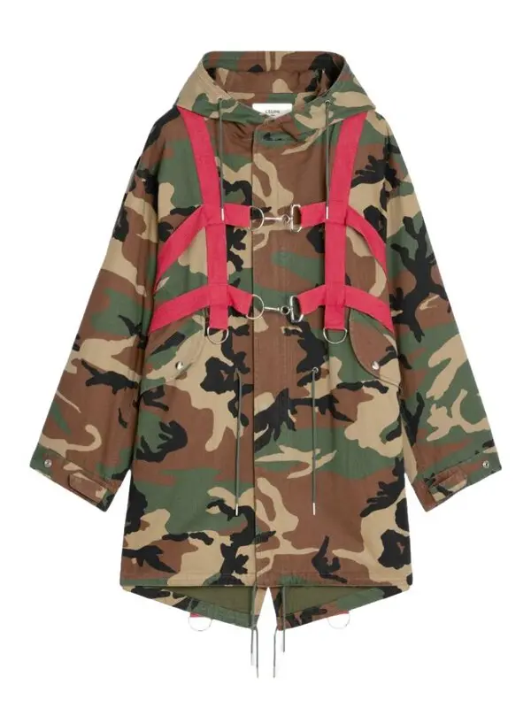 Celine Camouflage Cotton Harness Parka - Brown