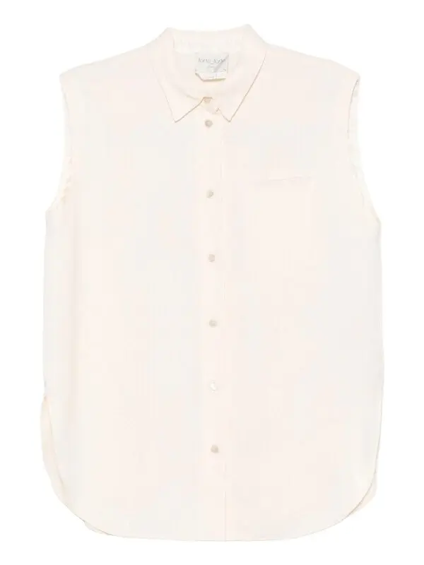 FORTE_FORTE Slubbed Sleeveless Shirt With Chest Pocket - White