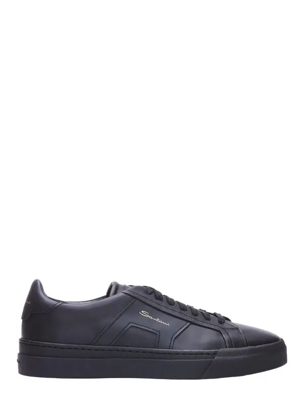 Santoni Logo Lace-up Low-top Sneakers - Black