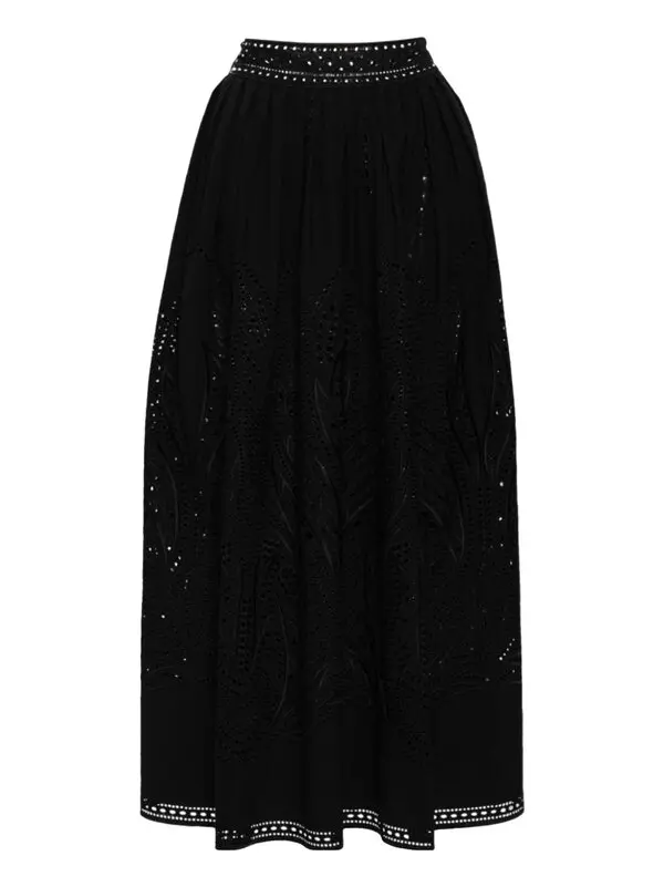 Alberta Ferretti Lace Panel Midi Skirt - Black