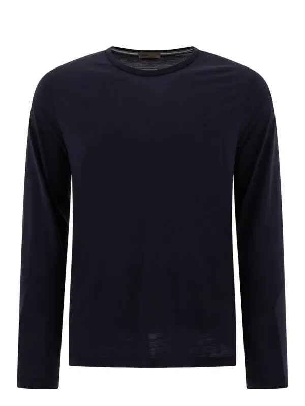 Herno Long-sleeved Crewneck Knitted T-shirt - Blue
