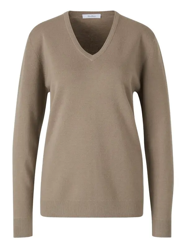 Max Mara V-neck Long-sleeved Jumper - Light Brown