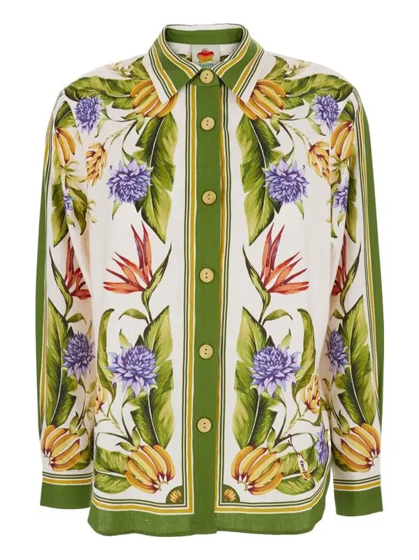 Farm Rio Botanical Print Button-up Shirt - Green