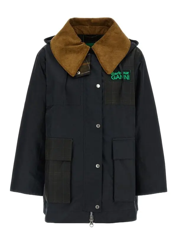 Barbour X Ganni Waxed Duffle Coat - Black