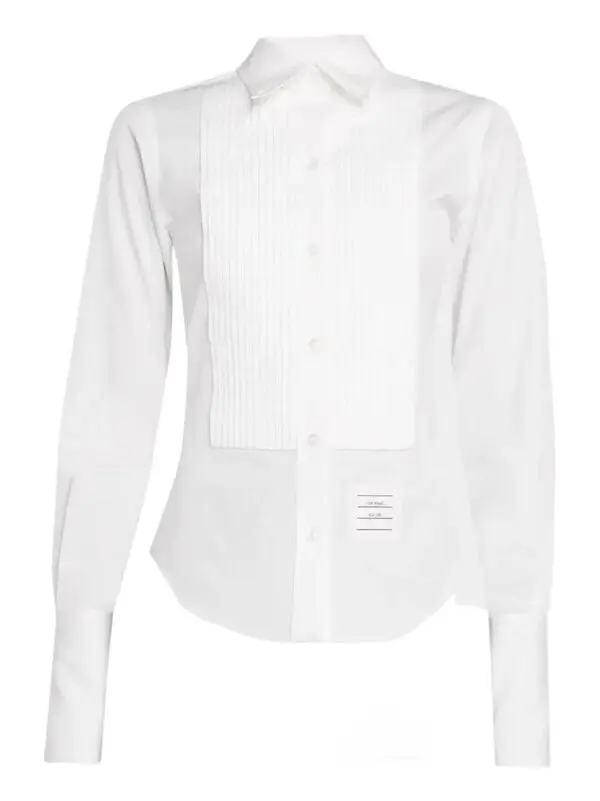 Thom Browne Pleated Bib Buttoned Shirt - White