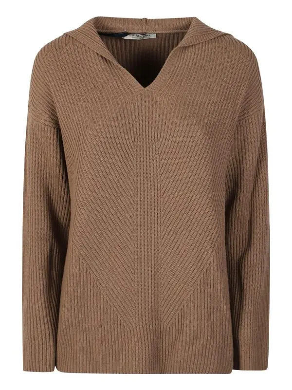Max Mara Hooded Ribbed Jumper - Brown