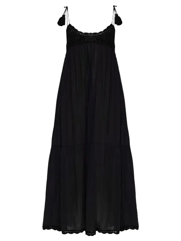 Ulla Johnson Linnea Crochet Tassel Midi Dress - Black