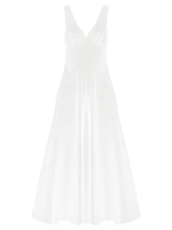 Alaïa V-neck Midi Dress With Criss-cross Back Straps - White