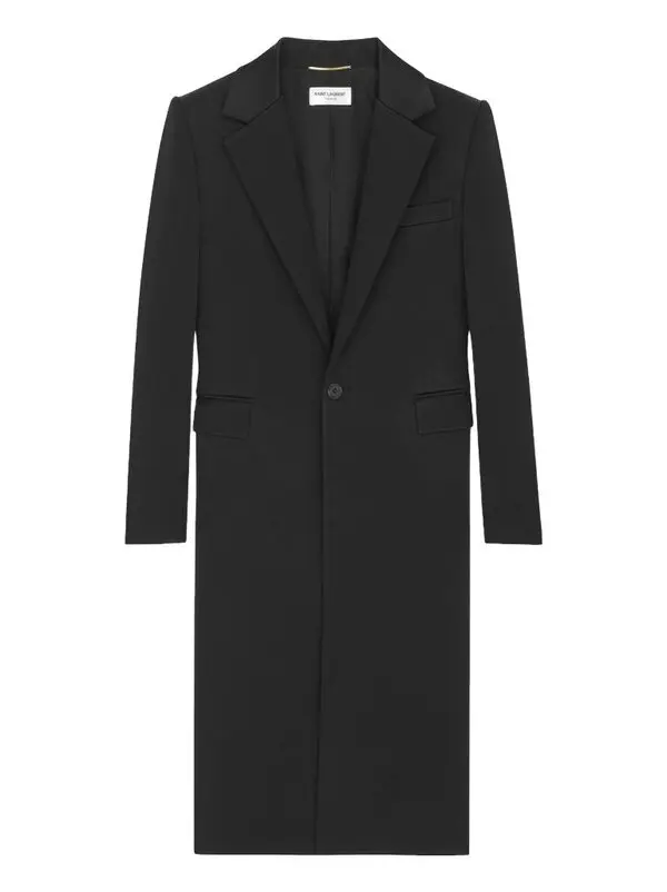 Saint Laurent Single-breasted Crepe Satin Coat - Black