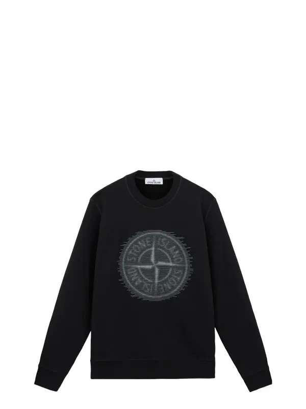 Stone Island Optical Three Embroidered Sweatshirt - Black