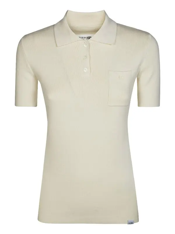 MAISON MARGIELA Ribbed Polo Shirt With Buttoned Pocket - Nude