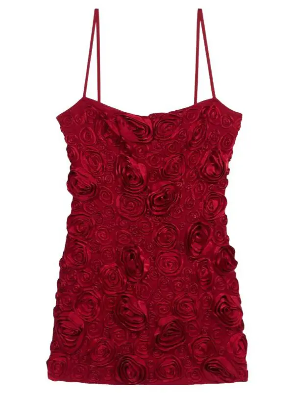 Blumarine Sleeveless Floral-appliqué Mini Dress - Red