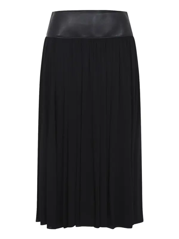 Alaïa Pleated Leather-belt Midi Skirt - Black