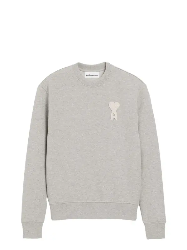 AMI Paris De Coeur Long Sleeve Sweatshirt - Gray