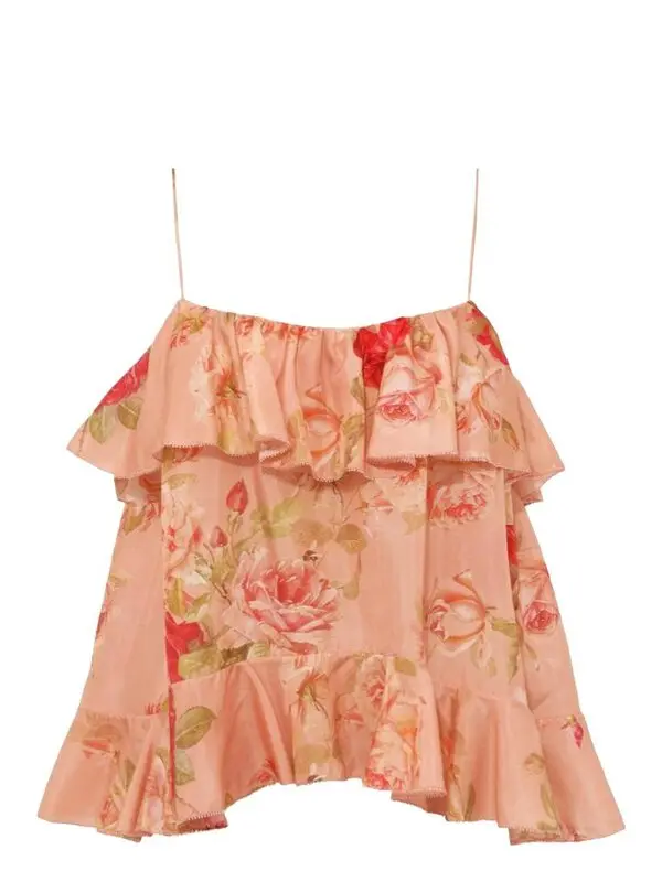 Zimmermann Roselight Frill Cami Top - Multicolor