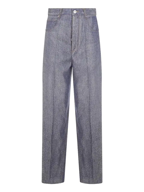 Bottega Veneta Denim Effect Wide Leg Trousers - Blue/white
