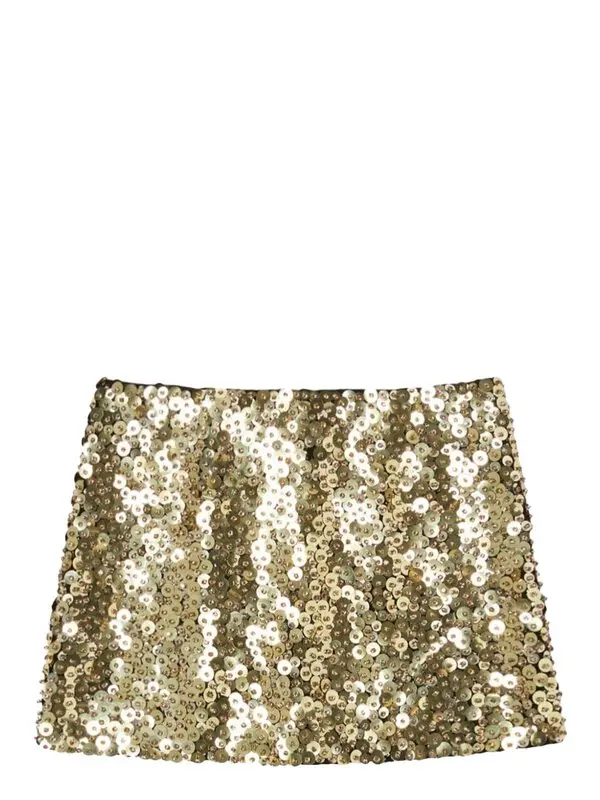 Pinko Sequinned Mini Skirt - Gold Crystal