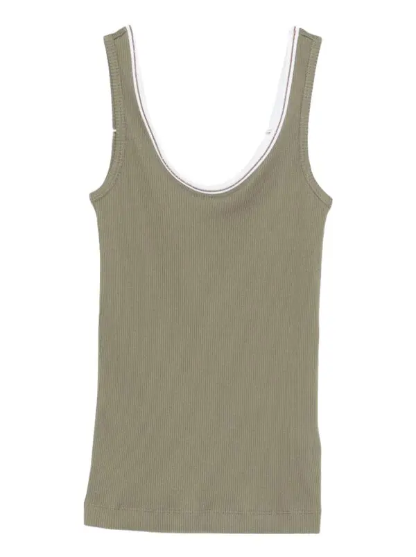Brunello Cucinelli Sleeveless Ribbed Trim Top - Green