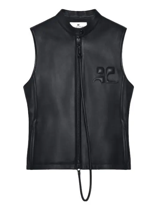 COURREGES City Shadow Leather Vest - Black