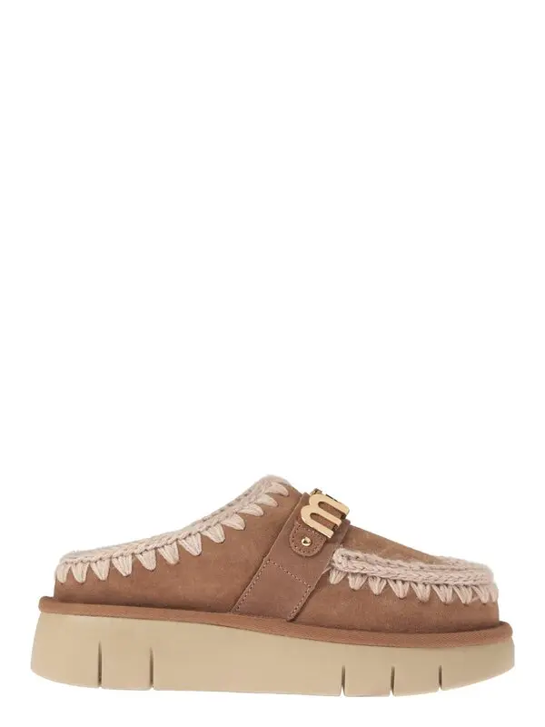 Mou Bounce Logo Lettering Clogs - Pink Brown