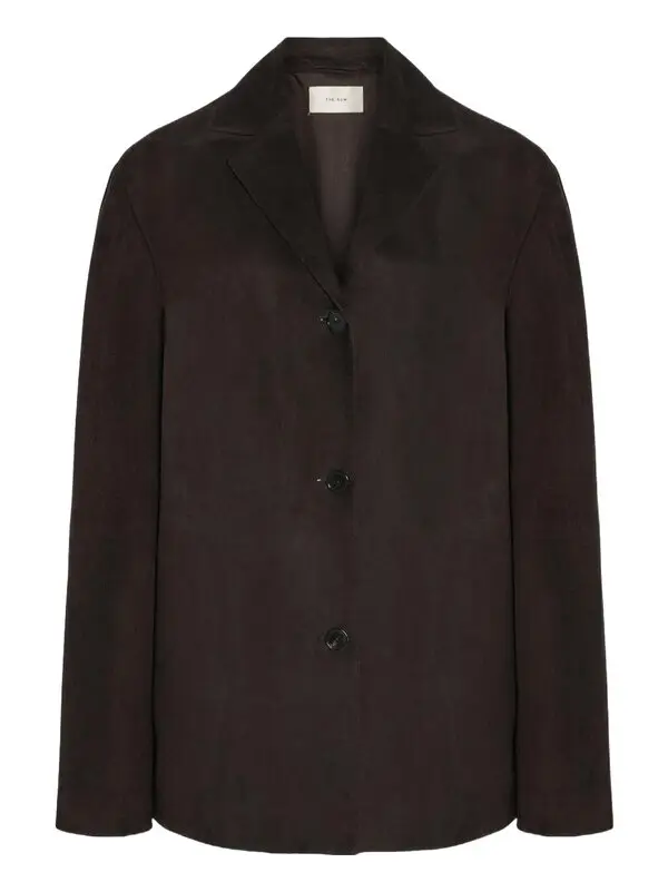THE ROW Fabian Single-breasted Suede Jacket - Dark Brown