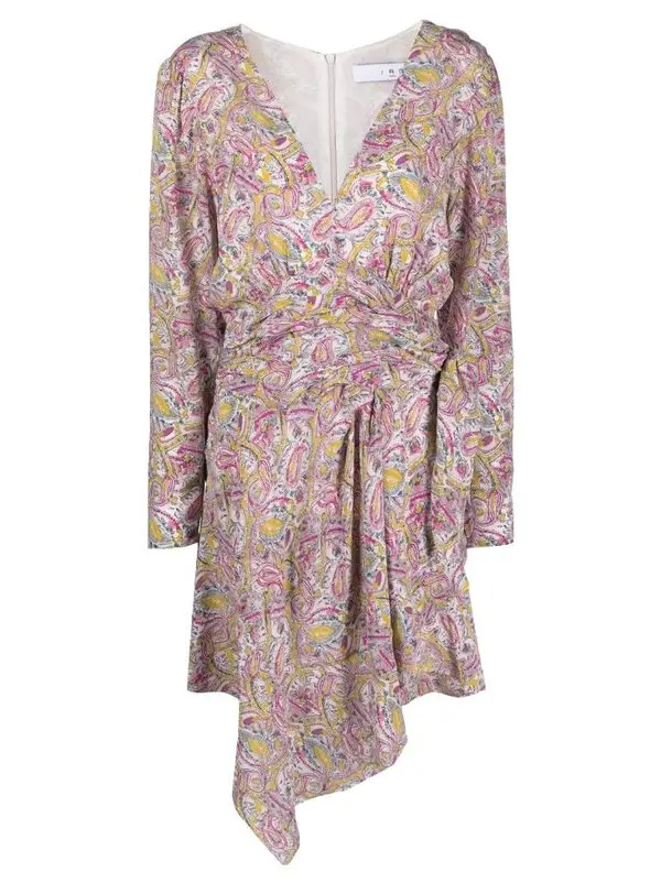 IRO PARIS Graphic Print V-neck Wrap Mini Dress - Multicolor