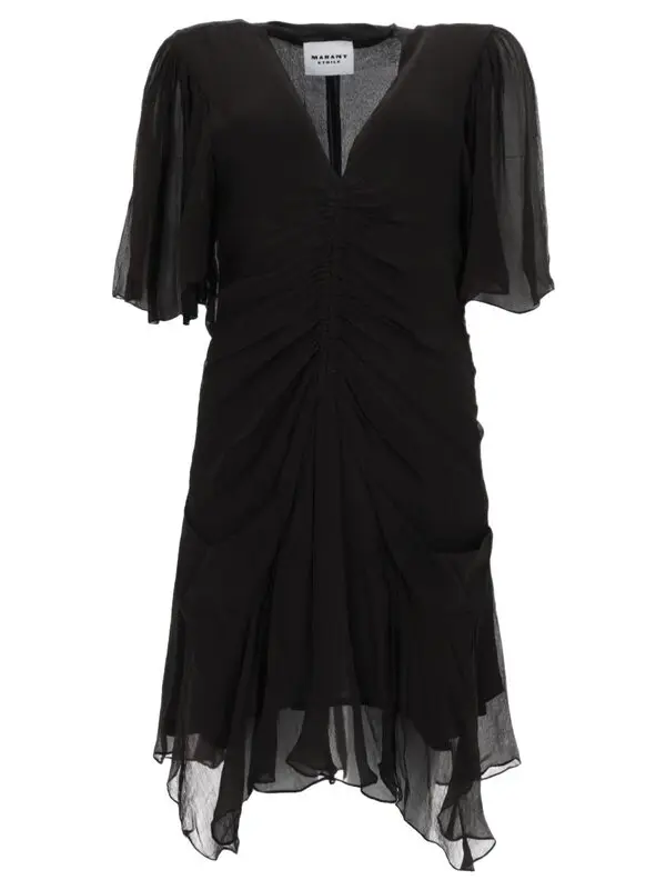 Isabel Marant Étoile Short Sleeve V-neck Dress - Black