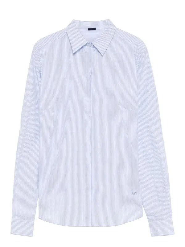FAY Striped Long Sleeve Shirt - Blue