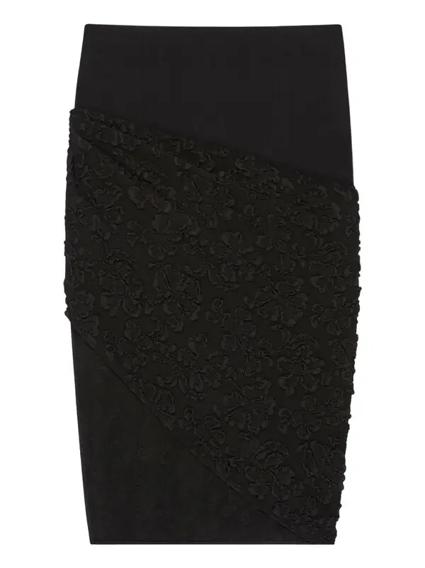 Givenchy Asymmetrical Floral Skirt - Black