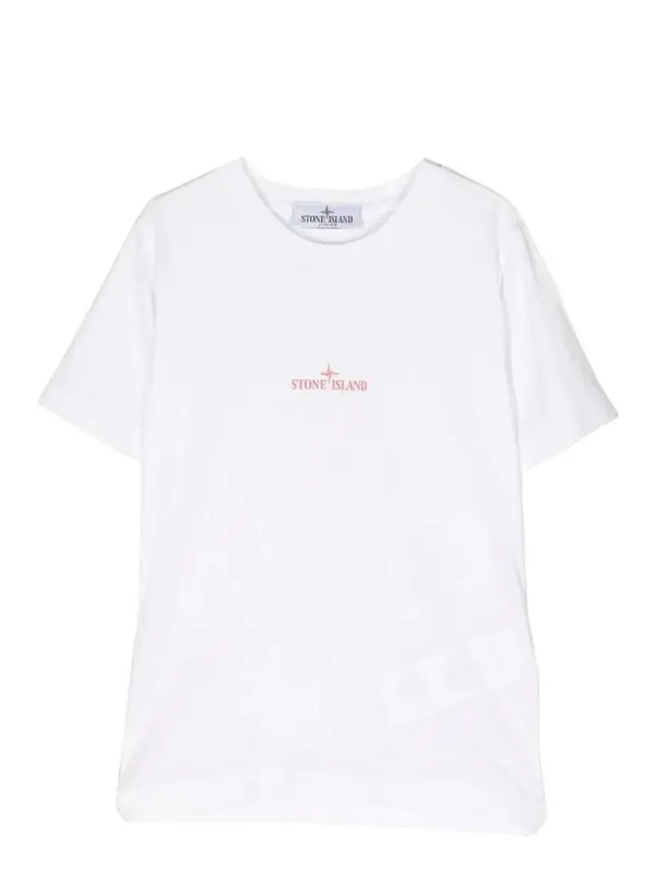 Stone Island Logo Print Short Sleeve T-shirt - White