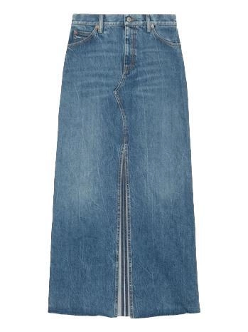 Gucci Horsebit Detail Denim Maxi Skirt - Blue