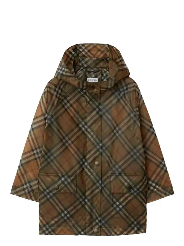 Burberry Vintage Check Pattern Hooded Parka - Green