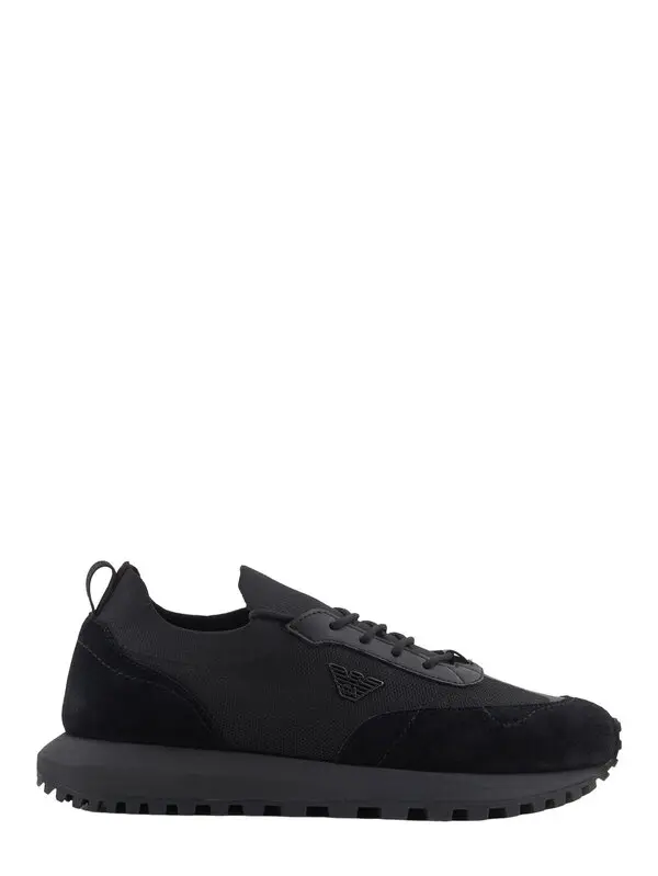 Emporio Armani Lace-up Logo Sneakers - Deep Black