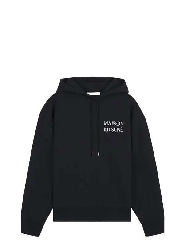 Maison Kitsuné Graphic Printed Drawstring Hoodie - Black