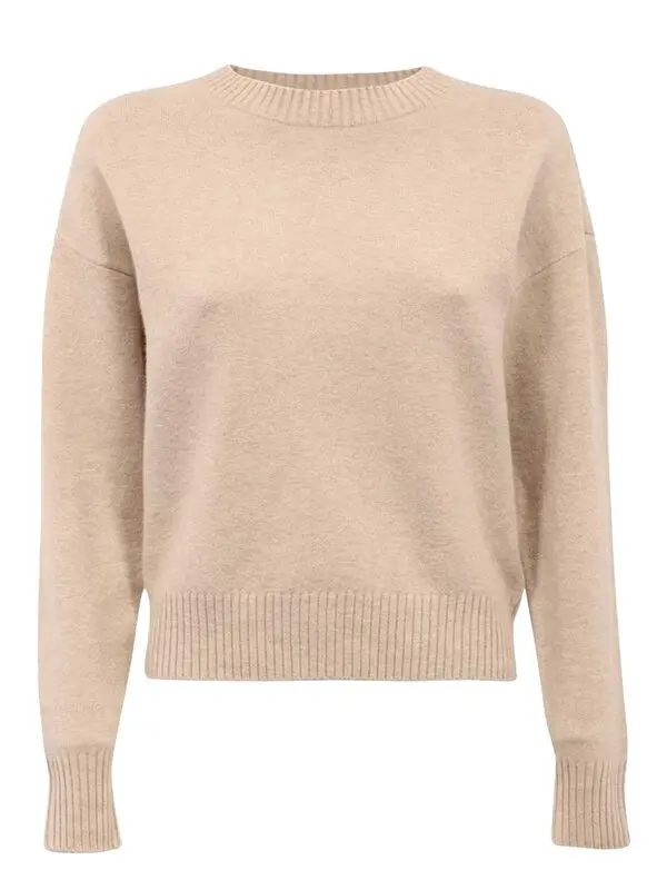 YVES SALOMON Long-sleeved Ribbed Sweater - Light Brown