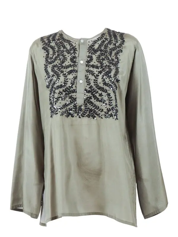 P.a.r.o.s.h Embellished Sequined Blouse - Gray