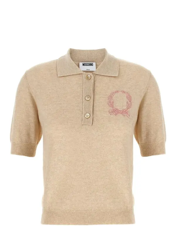 Moschino Embroidered Polo Jumper - Beige