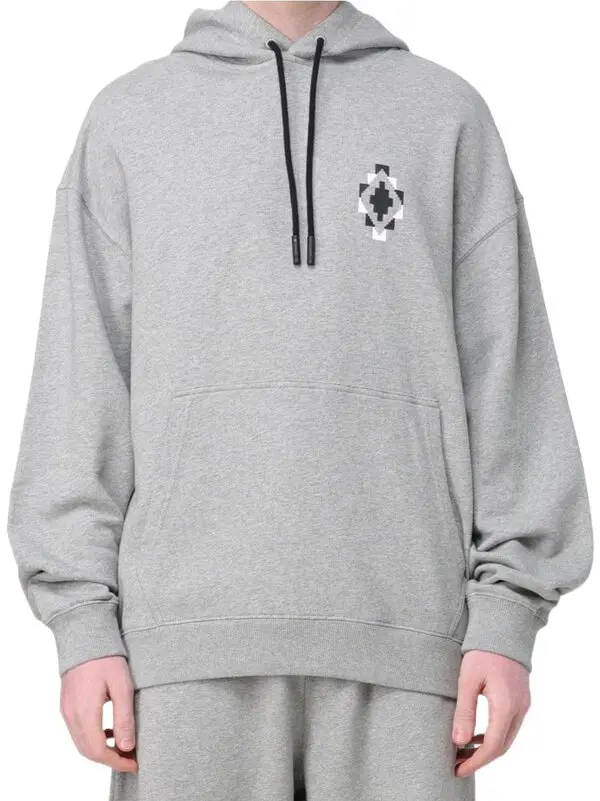 MARCELO BURLON COUNTY OF MILAN Logo Printed Drawstring Hoodie - Grey