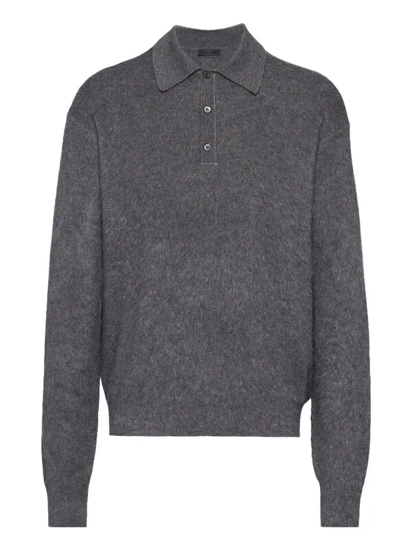 Prada Cashmere And Silk Polo Sweater - Grey