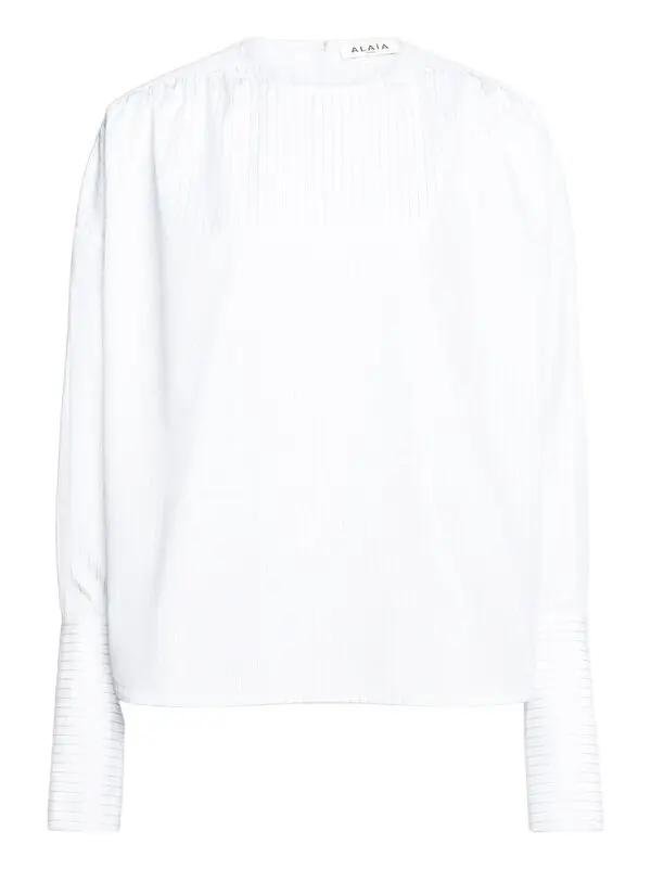 Alaïa Ruched Long-sleeve Shirt - White/blue