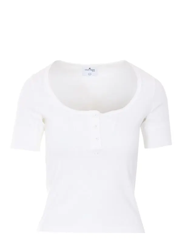 COURREGES Logo Embroidered Top - White