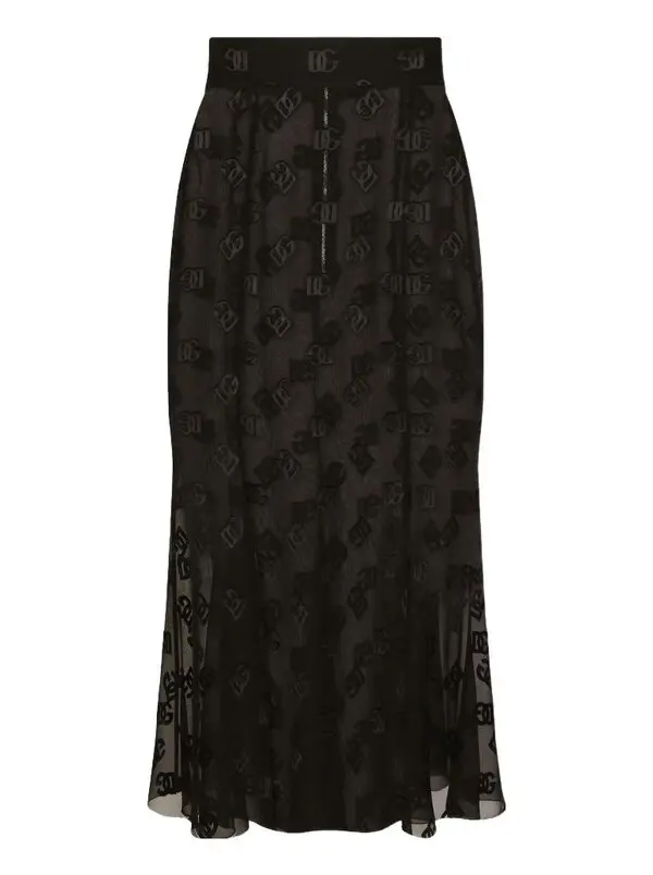 Dolce & Gabbana Logo-embroidered Midi Skirt - Black